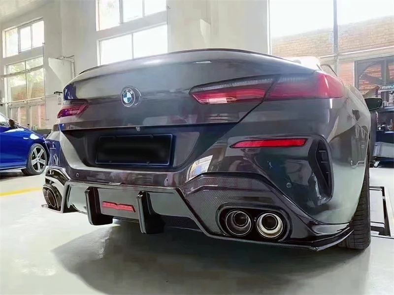 TD Style Dry Carbon Fiber Rear Diffuser with Light Rear Bumper Spoiler ...