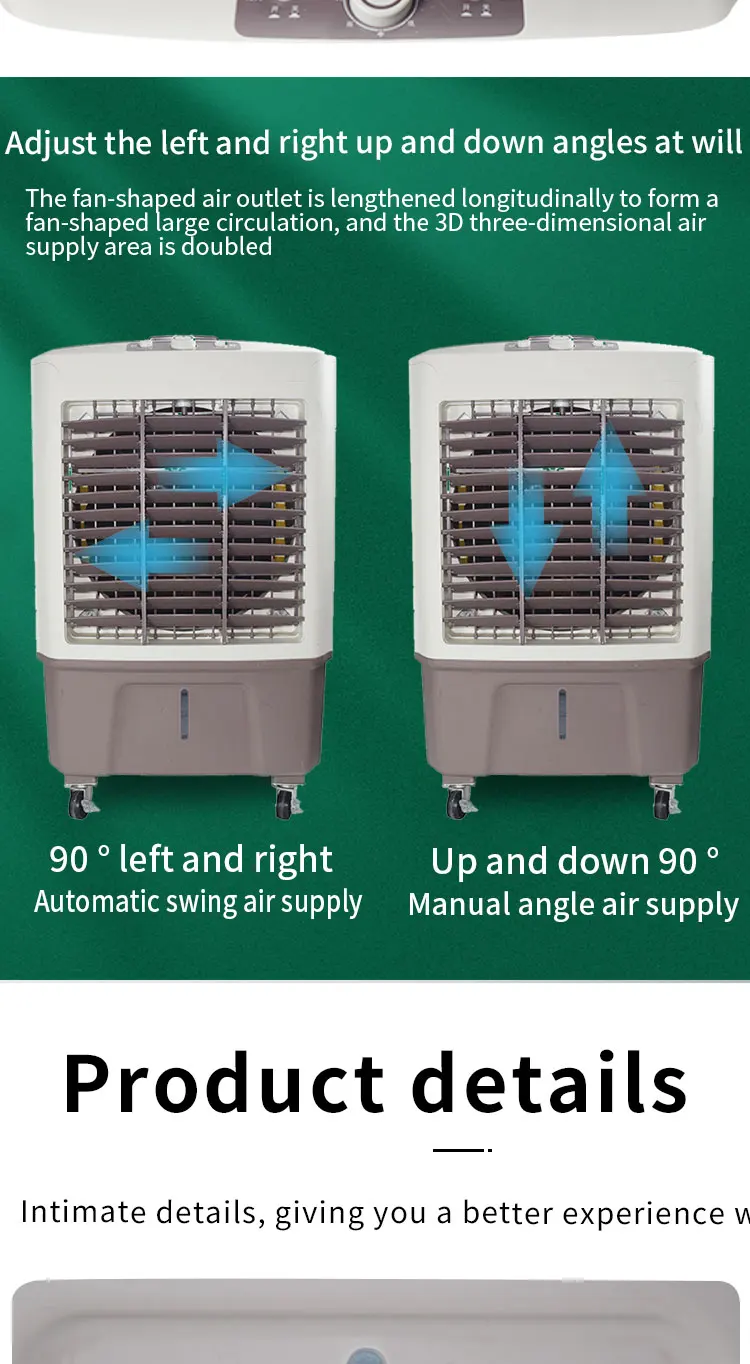 220V Electric Tower Air Cooler Fan with 50L Water Tank & Remote Control ...