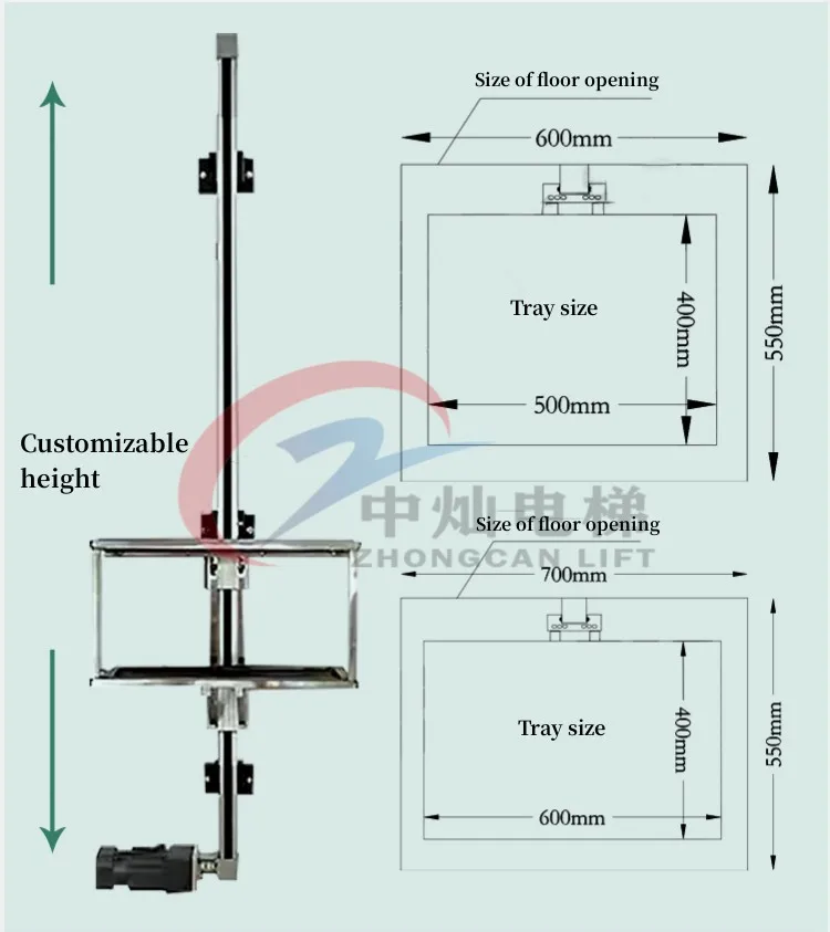 Mini Kitchen Food Elevator - Dumbwaiter Tray Type Elevator