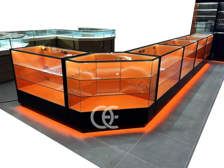 Dispensary Display Tables Smoke Showroom Wall Glass Display Case ...