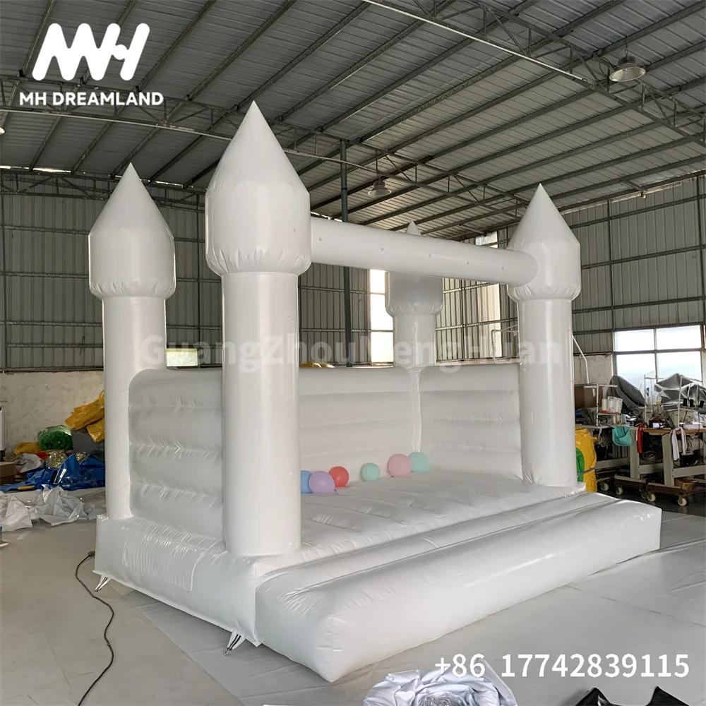 Commercial PVC Inflatable White Bounce House Castle Jumping for Wedding ...