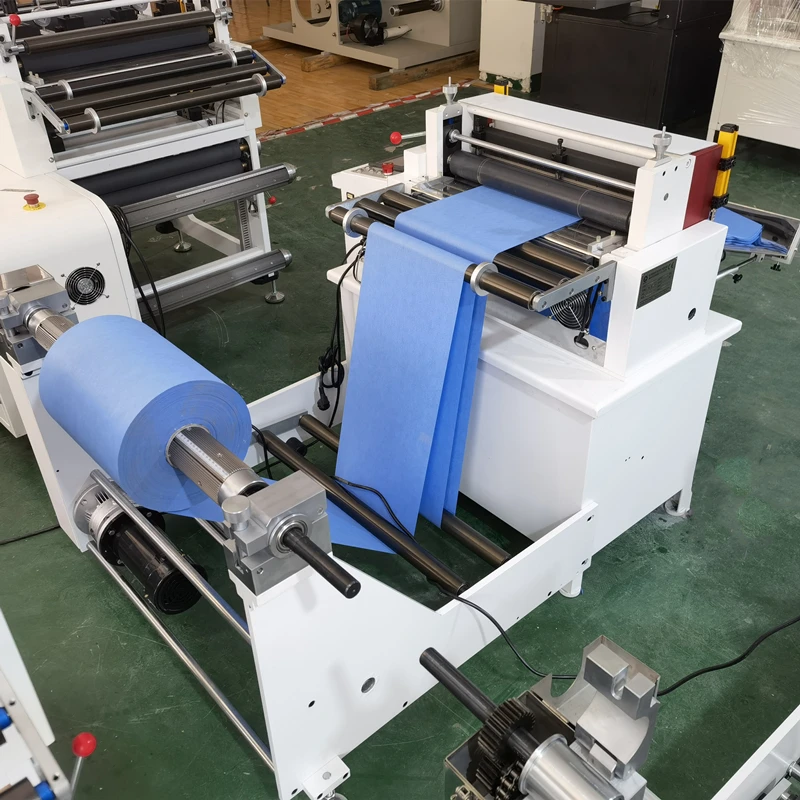 Non Woven Fabric Electric Guillotine Roll Cutting Machine with Rack