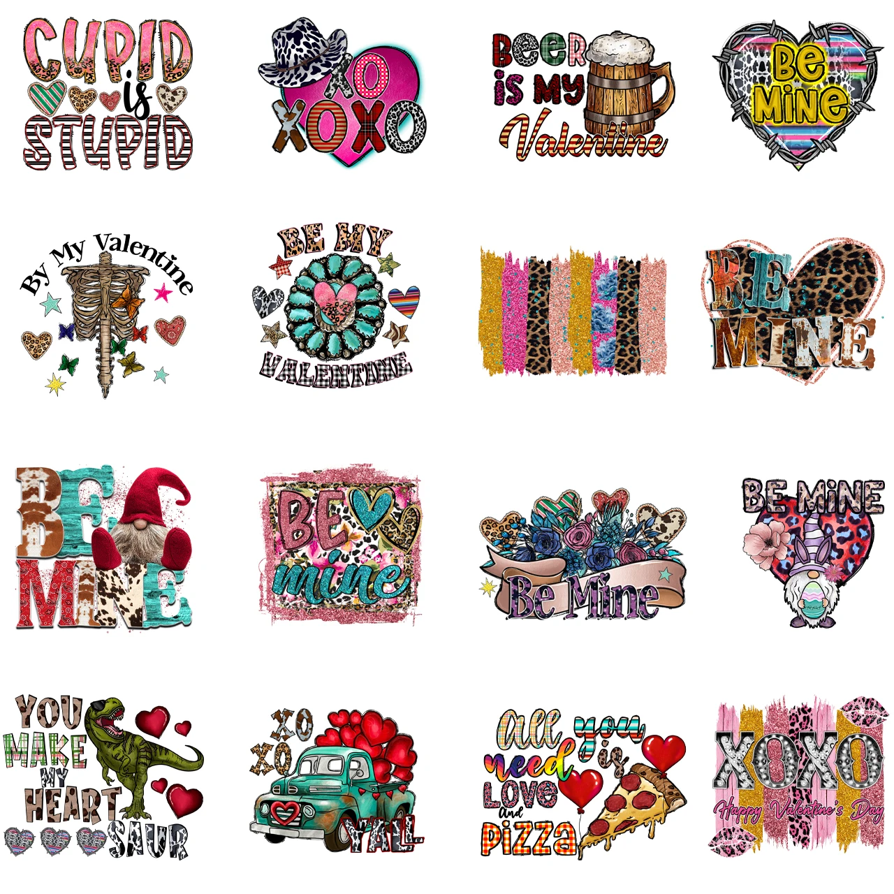Factory Custom Heat Press Stickers Transfer Printing Valentines Designs ...