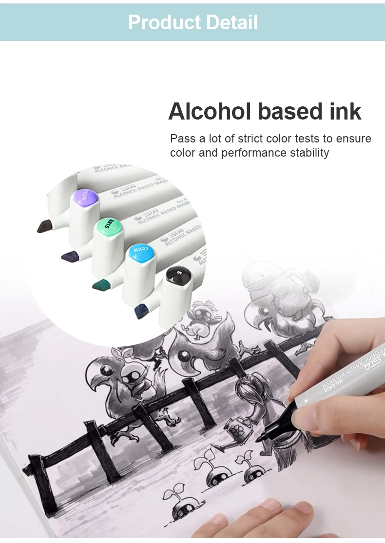 Alcohol-based Color Marker 168 Colors Dual Tip Sketch Marker