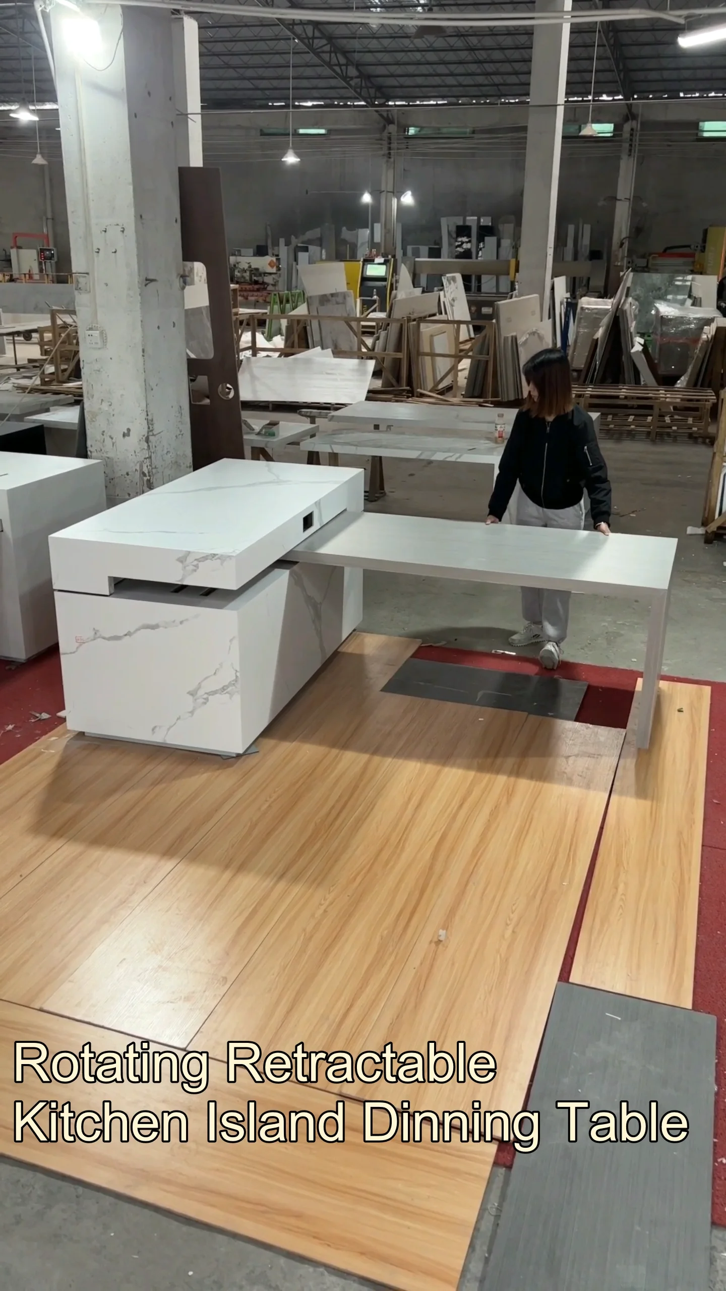 Rotating Retractable Rectangular Kitchen Island Bar Table Sintered ...