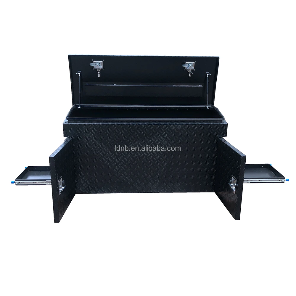 Black Aluminium Checker Ute Toolbox Webber Bbq & Fridge Slide Camper ...