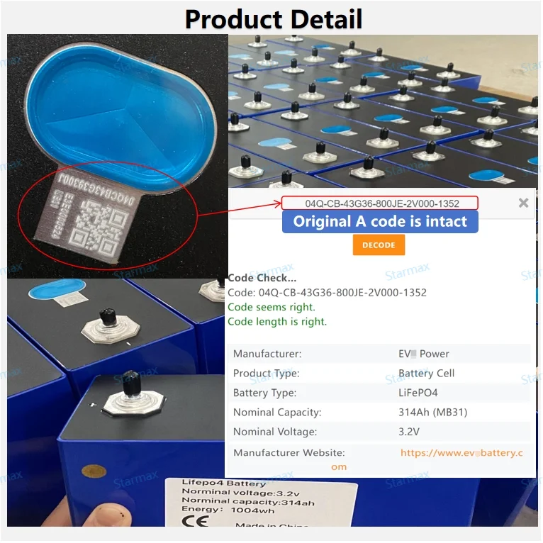 Starmax EV LF280K MB31 3.2V Battery - 314ah Energy Storage