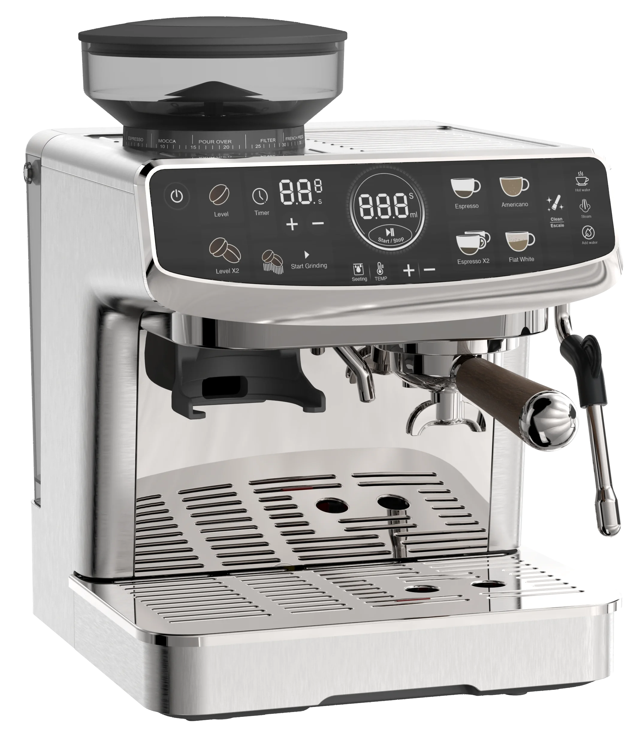 Professional Double Thermal Blocks Espresso Maker With Grinder With ...