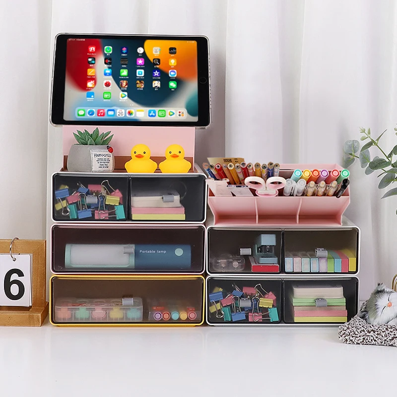 Diy Stackable Transparent Plastic Storage Drawers Desktop Stationery ...