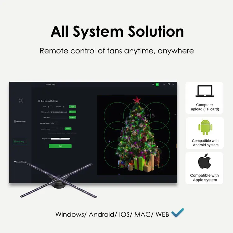 Huimin 3D Hologram Fan - LED Display with Wifi Cloud Support