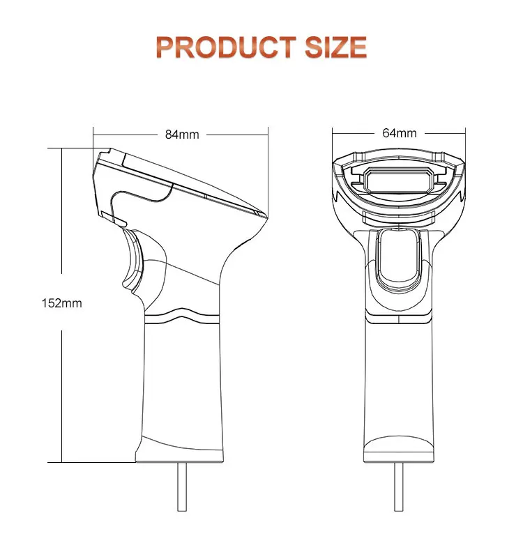 Portable Wired Android Bar Code Reader Handheld Qr Code 1d 2d Barcode ...