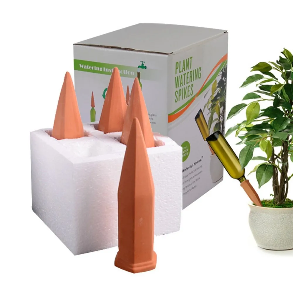 Terracotta Plant Watering Spikes 4 Pack Set Self-irrigation Watering ...