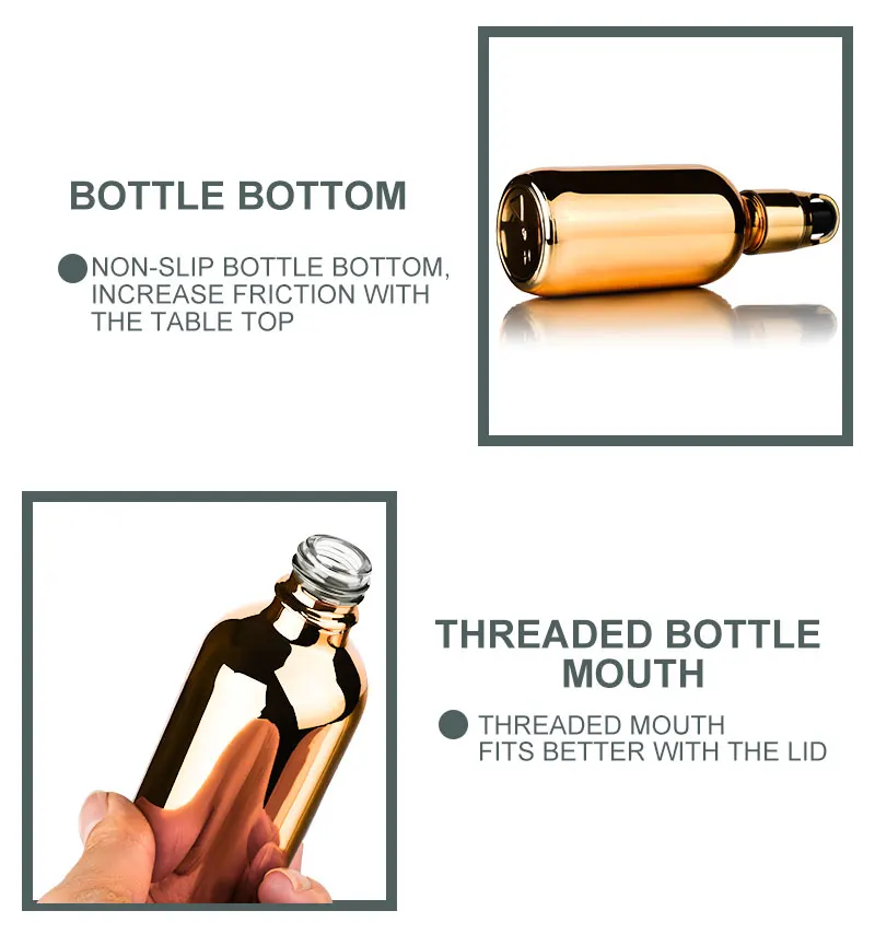 Luxury Empty 15ml 30ml 45ml 90ml Electroplating Silver Gold Essential ...