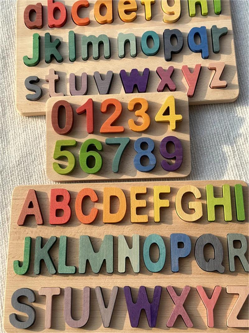 Rainbow Alphabet Puzzle - Educational Wooden Toys for Kids