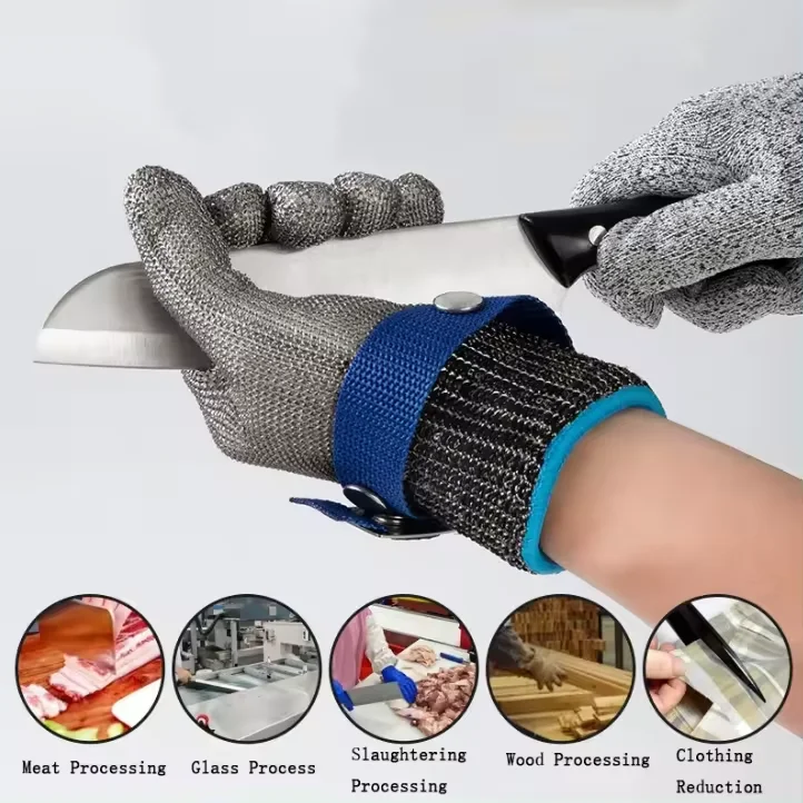 Stainless Steel Gloves Cut Resistant Food Grade Meat Cutting Chainmail ...