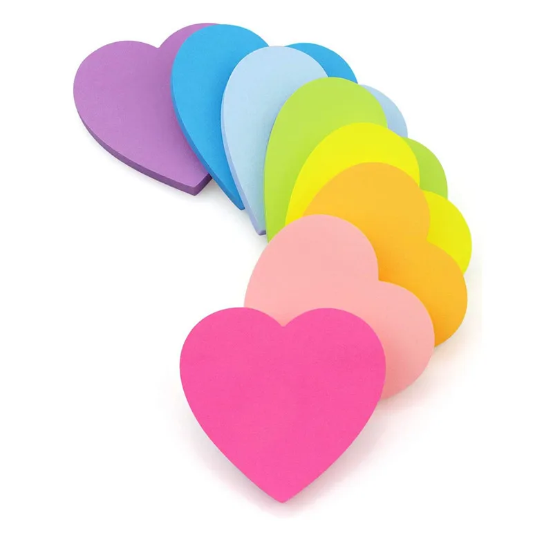 High-color Love Sticky Notes Solid Color Shaped Love With Sticky ...