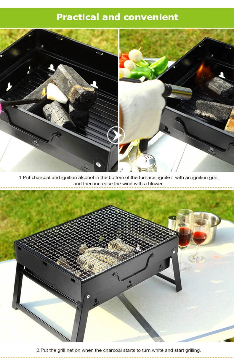 Portable Bbq Barbecue Grill Rotisserie Small Parrilla Portatil Folding ...