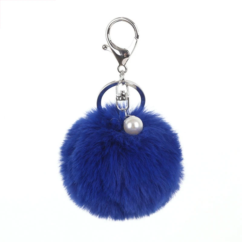 25 Colors Fashion Pom Pom Cute Puffy Plush Fluffy Furball Keychain ...
