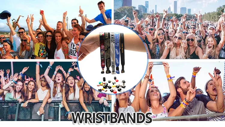 Custom Propaganda Concert Slide Lock Woven Wristbands Plain Fabric ...