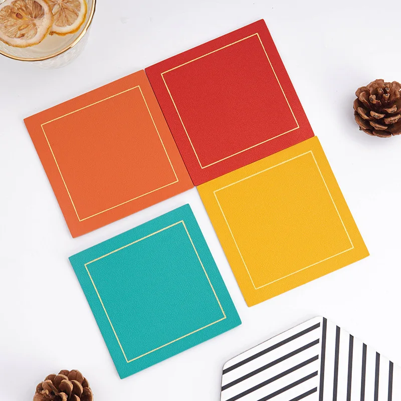 Custom Square Shape Pu Leather Drink Coaster Set For Drink Gift - Buy ...