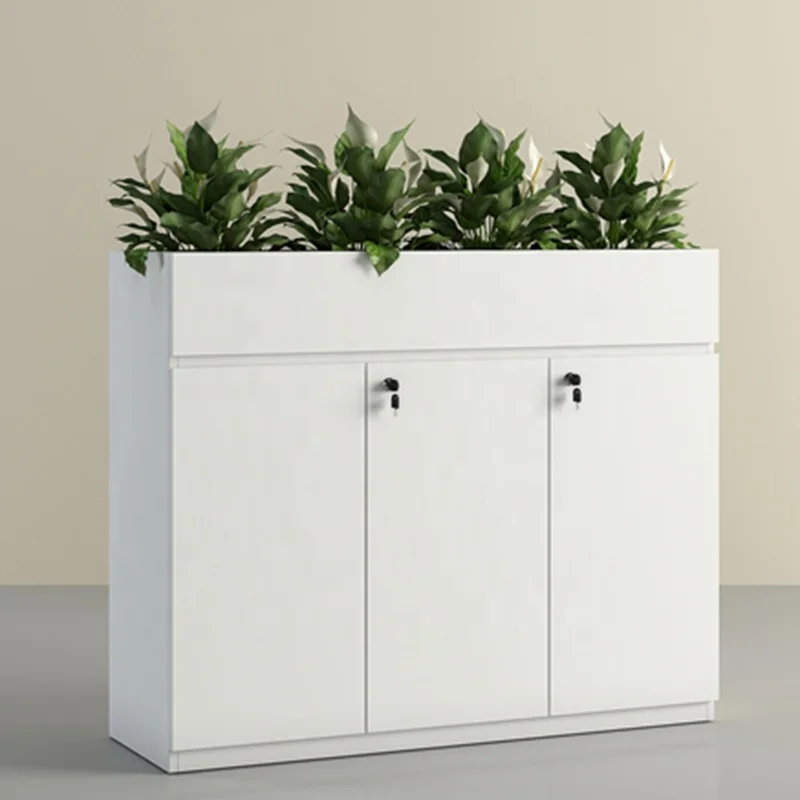 Planter Box File Storage Cabinet Wooden Panel Office Cabinet With ...