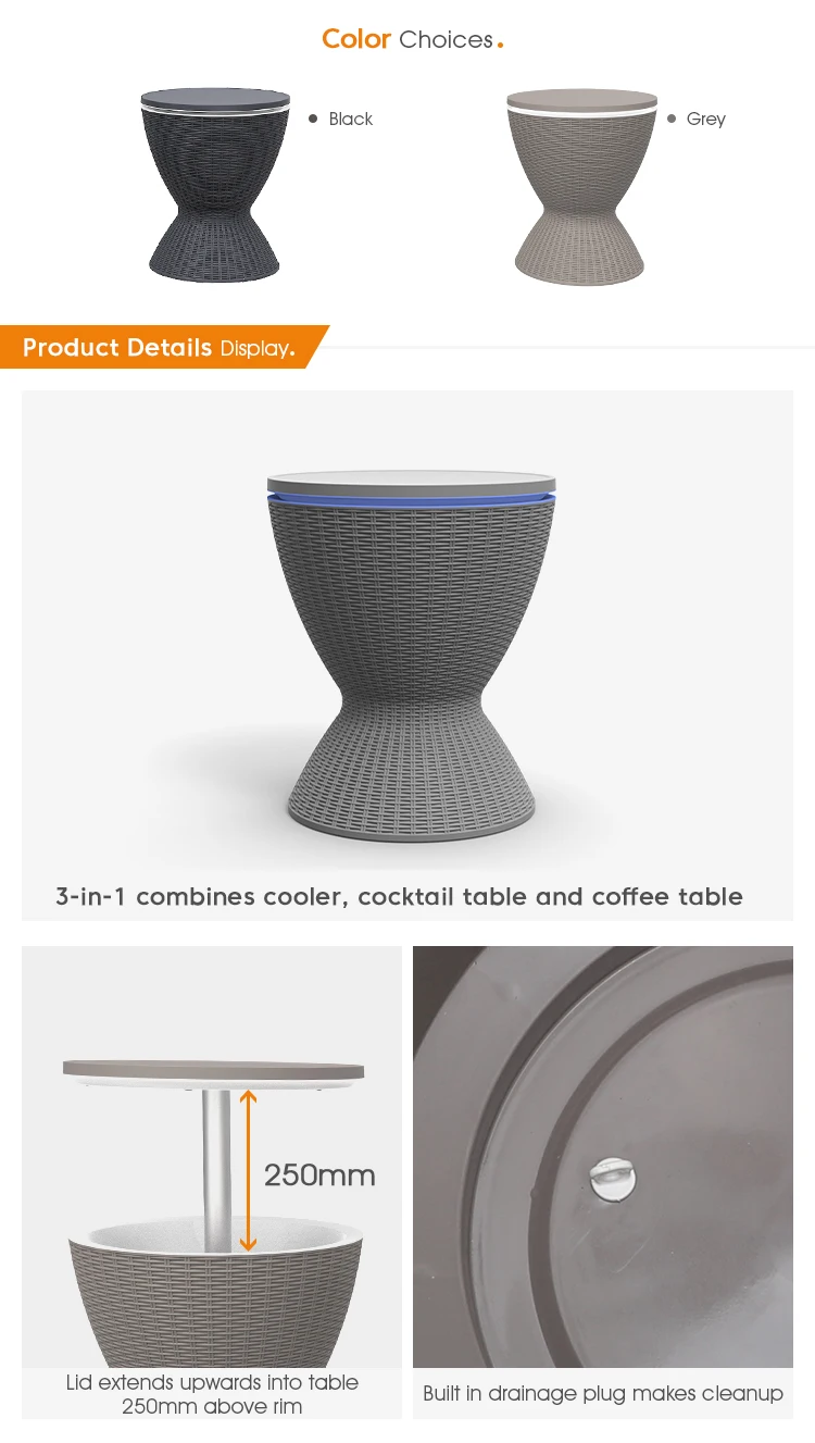 3 in 1 Extendable Ice Bucket - 30L Outdoor Cooler Bar Table