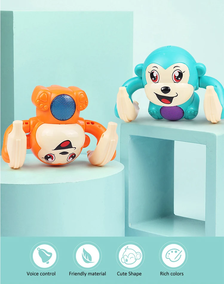 New Crazy Selling Small Dancing Robot Toys Light Music Flipping Monkey ...