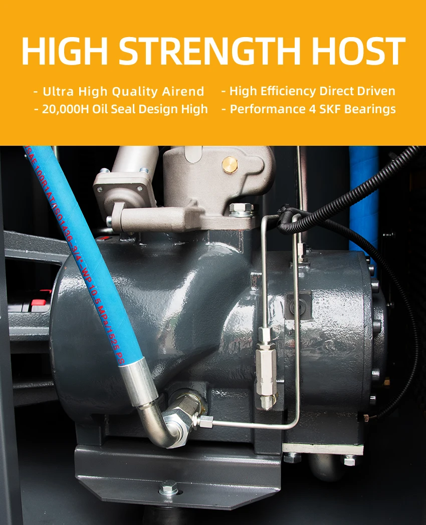 Rotary Screw Air Compressor 15kw 20hp High Flow 0.8mpa 1.2mpa ...