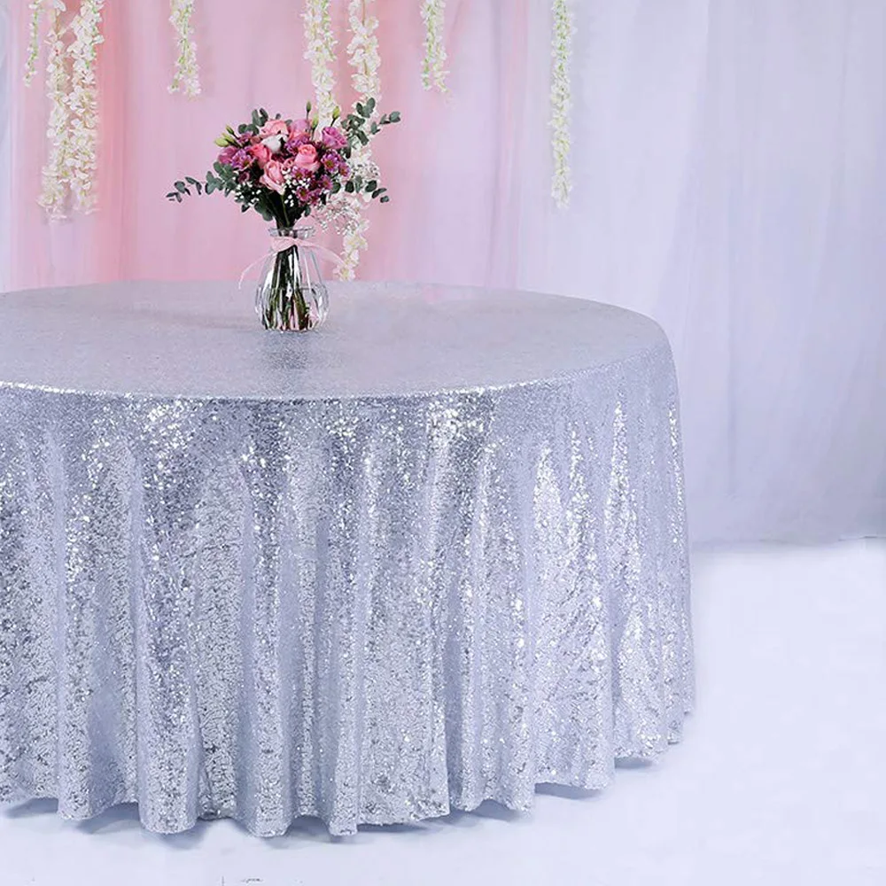 Decorative Glitter Round Polyester Table Cloths For Wedding Party Home ...