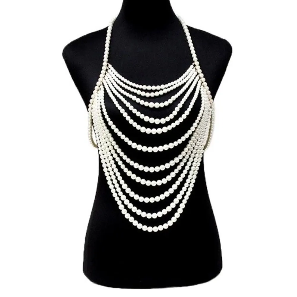 Suxuan Hot Selling Multilayer Pearl Body Chain for Women Sexy Necklace ...