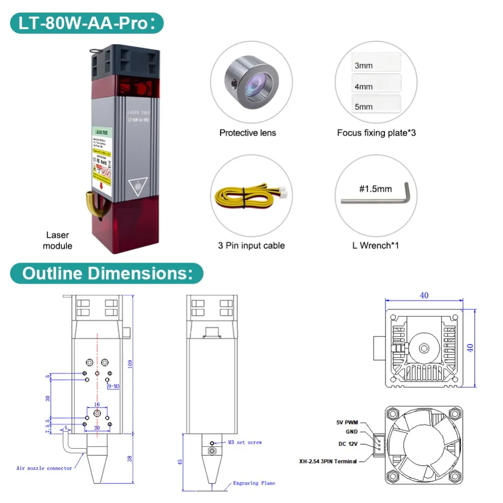 LASER TREE 10W Diode Laser Module Kit for Engravers & Cutters