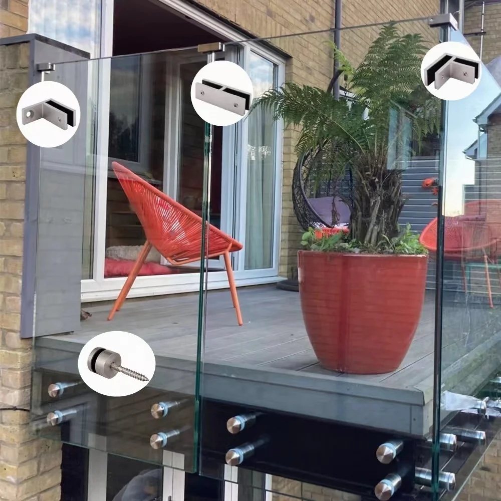 Frameless 304 316 Balustrade Railing Design - Adjustable Glass Standoff