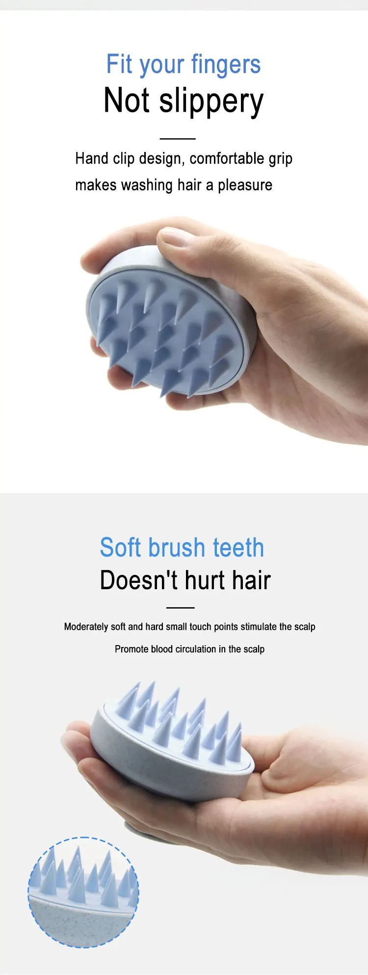 4 Color Wheat Straw Detangle Silicone Scalp Massage Hair Shampoo Brush ...