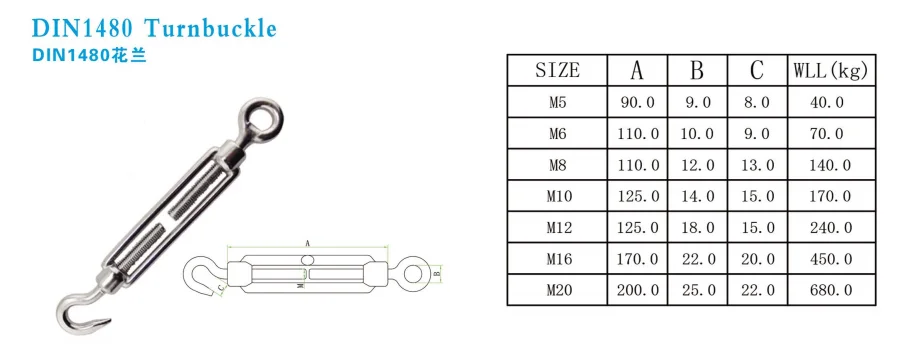High Quality 304 Stainless Steel Hook & Eye Turnbuckle For Garden Wire ...