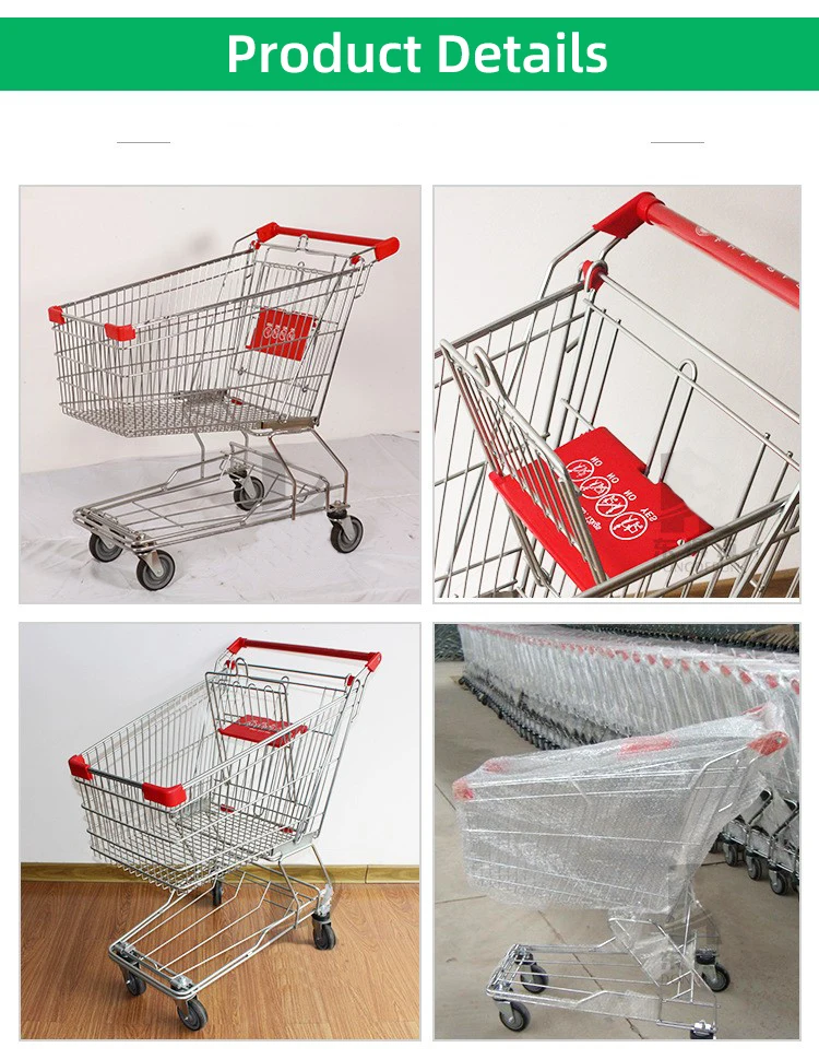 Custom Logo Shopping Malls Supermarket Steel Shopping Trolley With 4 Pu ...