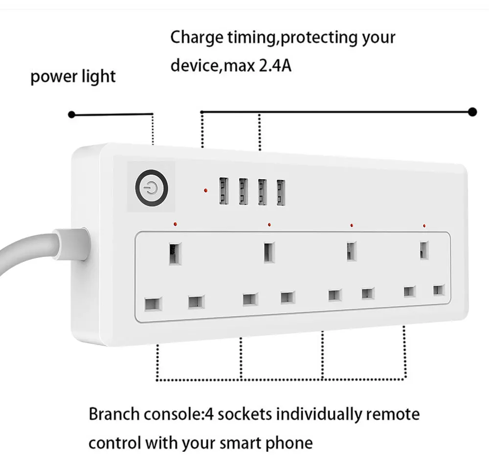 Smart Power Strip with USB Ports - Alexa & Google Assistant
