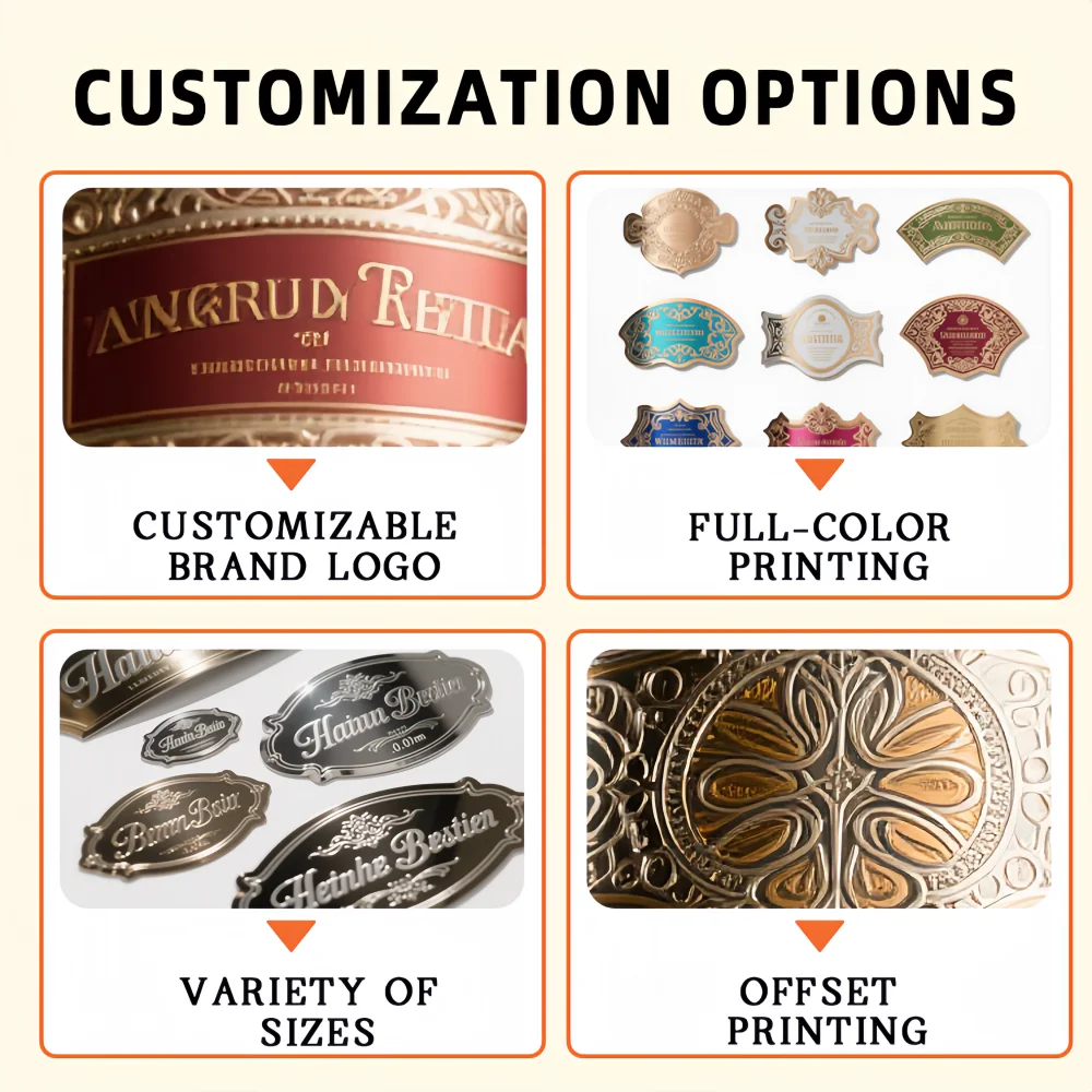 Luxury Customized Embossed Style Wine Bottle Metal Label