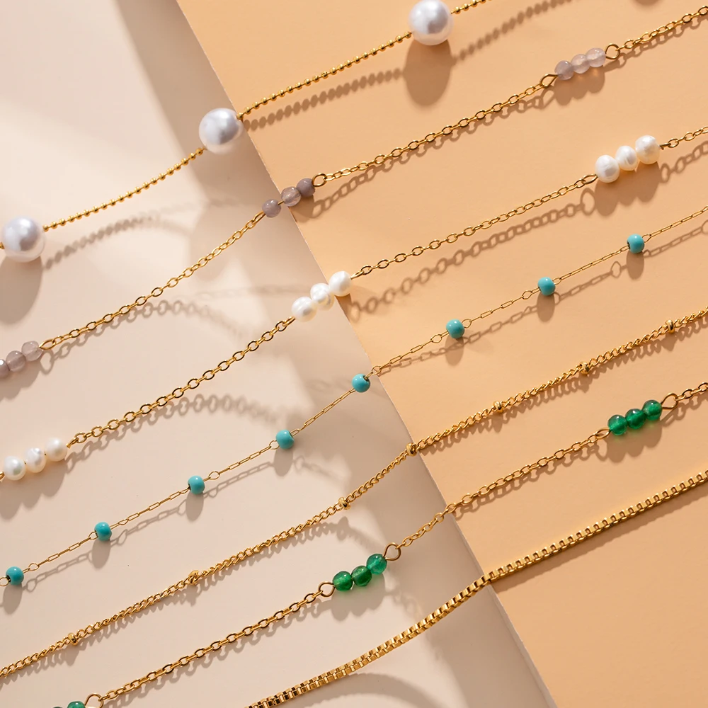 Waterproof 18K Gold Plated Stainless Steel Pearl Jewelry