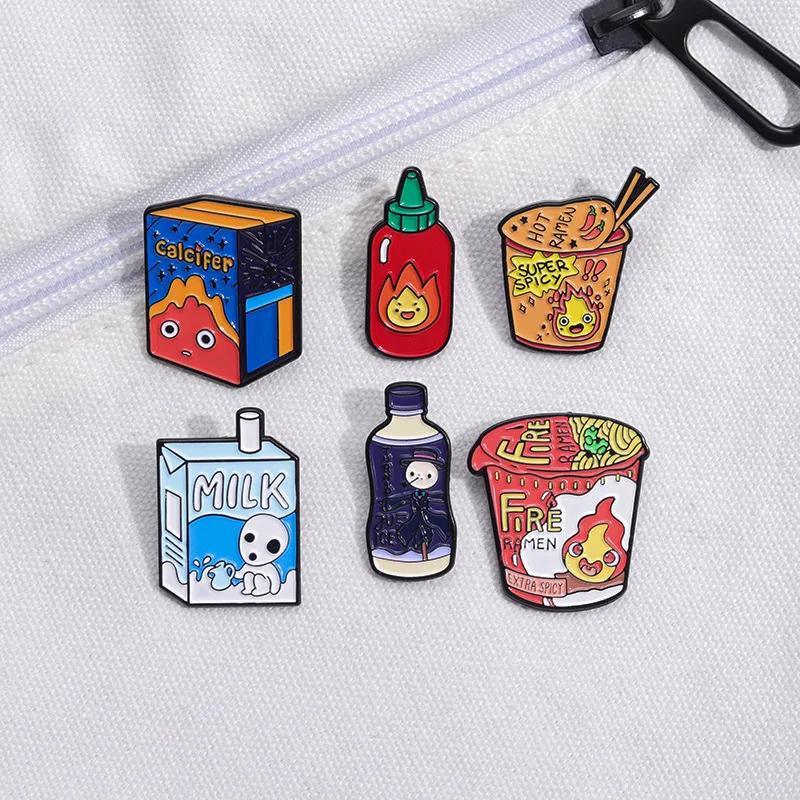 6 Design Anime Howl's Moving Castle Calcifer In Food Style Cloisonne ...