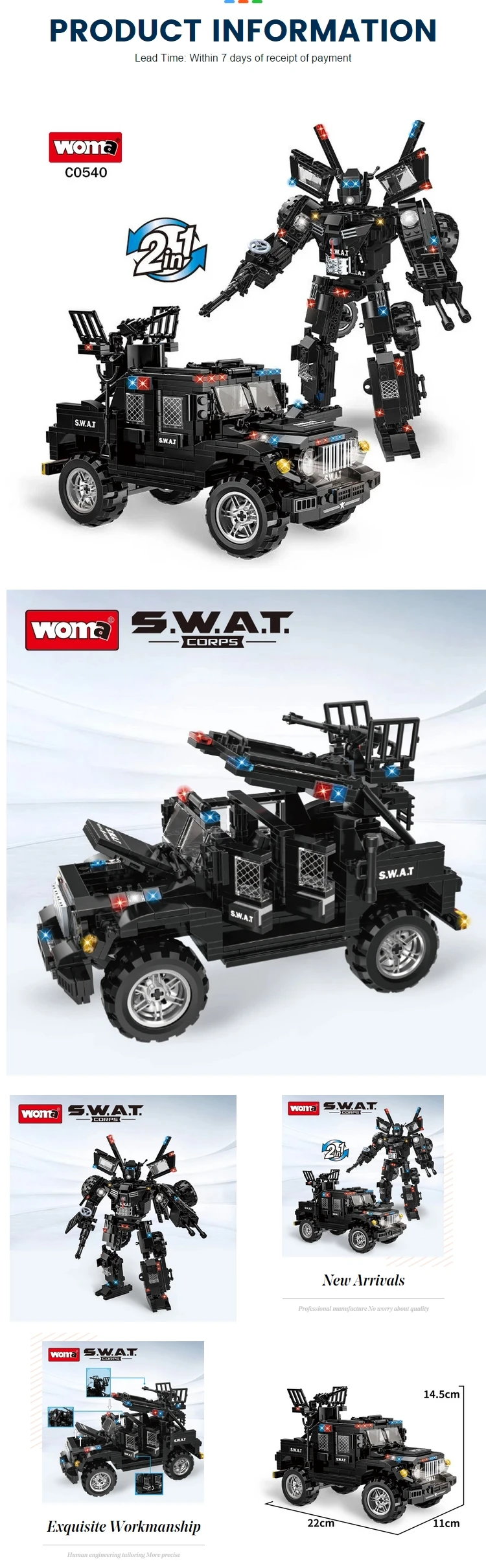 Wholesale New Trending SWAT Vehicle Car Robot Assemble Set