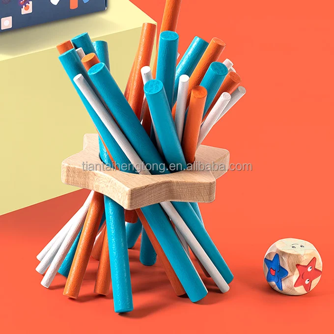 Colorful Game Stick Wooden Puzzle Board Game Twitch Balance Stick ...