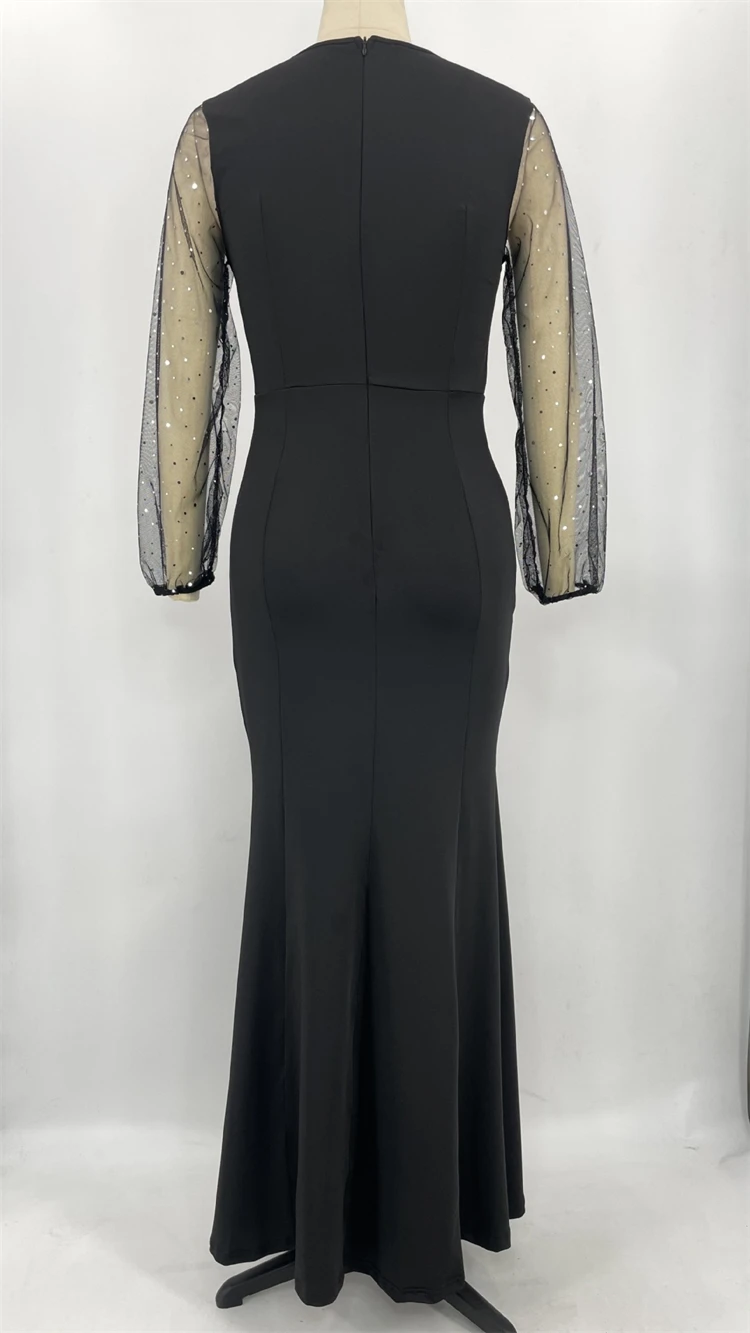 Formal Gowns Women Evening Dresses Women Fashion Translucent O-neck ...