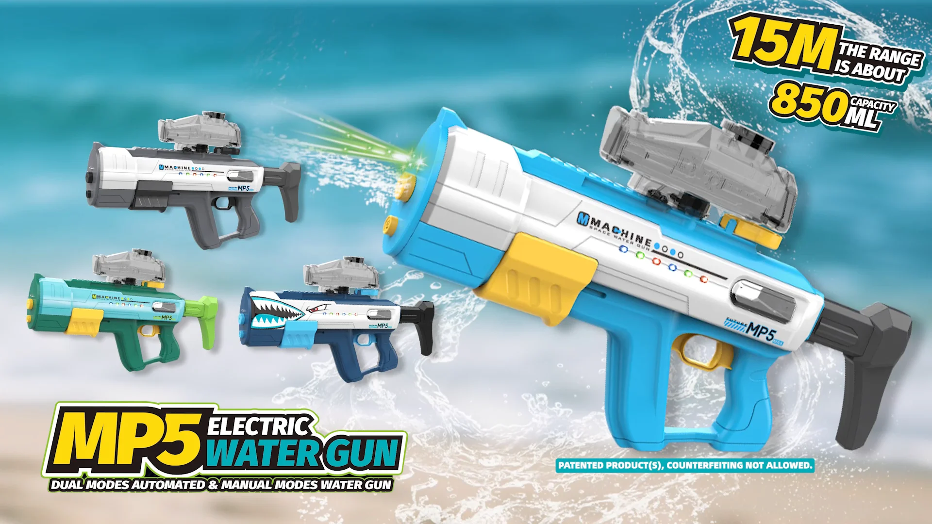 Mp5 Electric Water Gun With Colorful Lights 850ml Capacity High ...