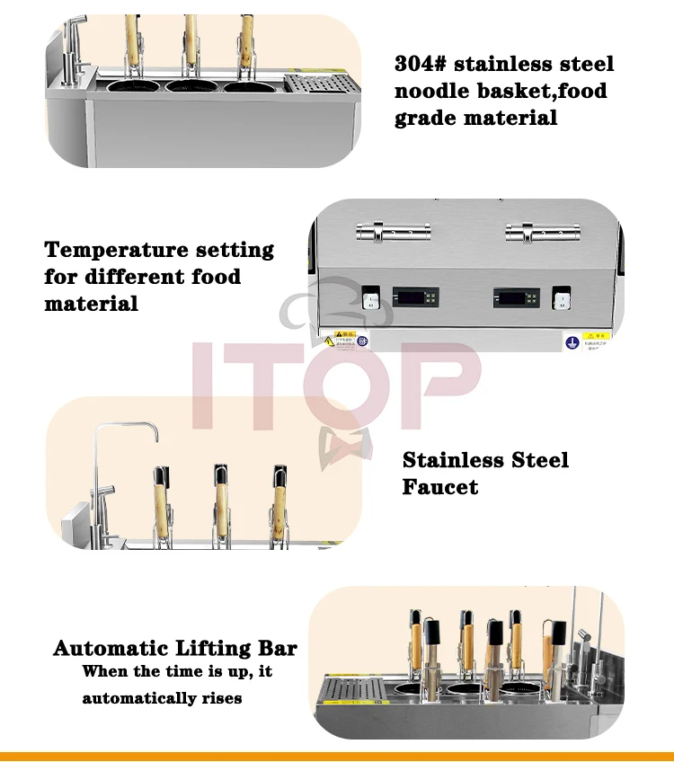 6 Heads Automatic Lift-up Electric Noodle Cooker Commercial Noodle Boiler Machine Pasta Cooker