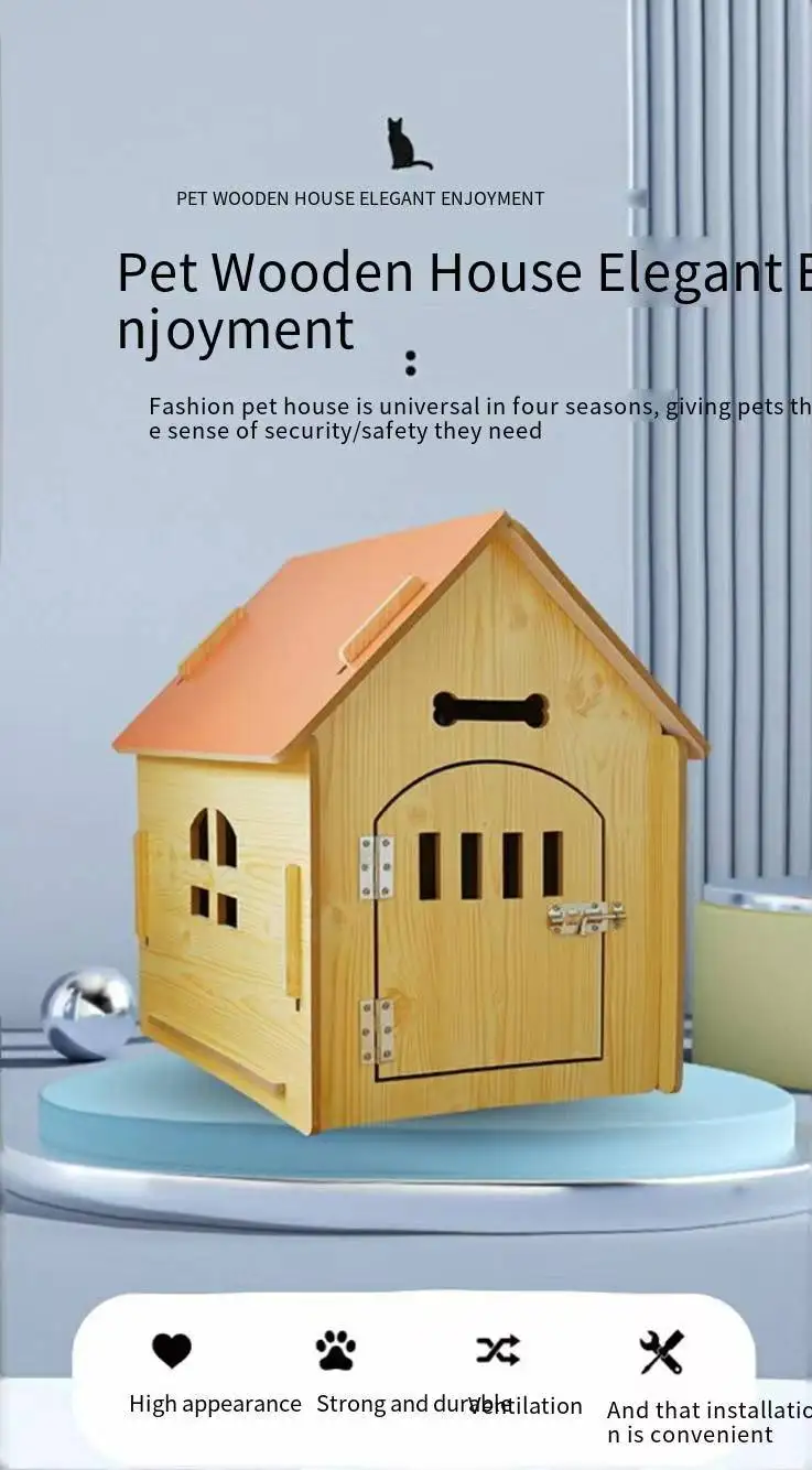 Detachable And Easy Installed Four Season Use Wooden Dog House Puppy ...