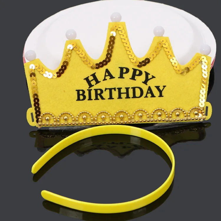 Multicolor Happy Birthday Flashing Led King Crown Headband Birthday ...
