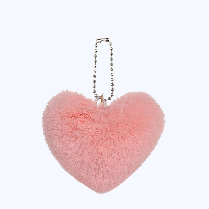 New Product Ideas 2024 Heart Shaped Furry Fur Pom Pom Ball Key Chain ...