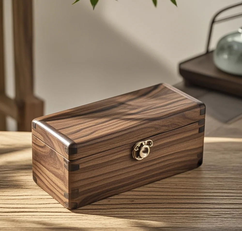Luxury Black Walnut Square Gift Box with Lock Custom for Industrial ...