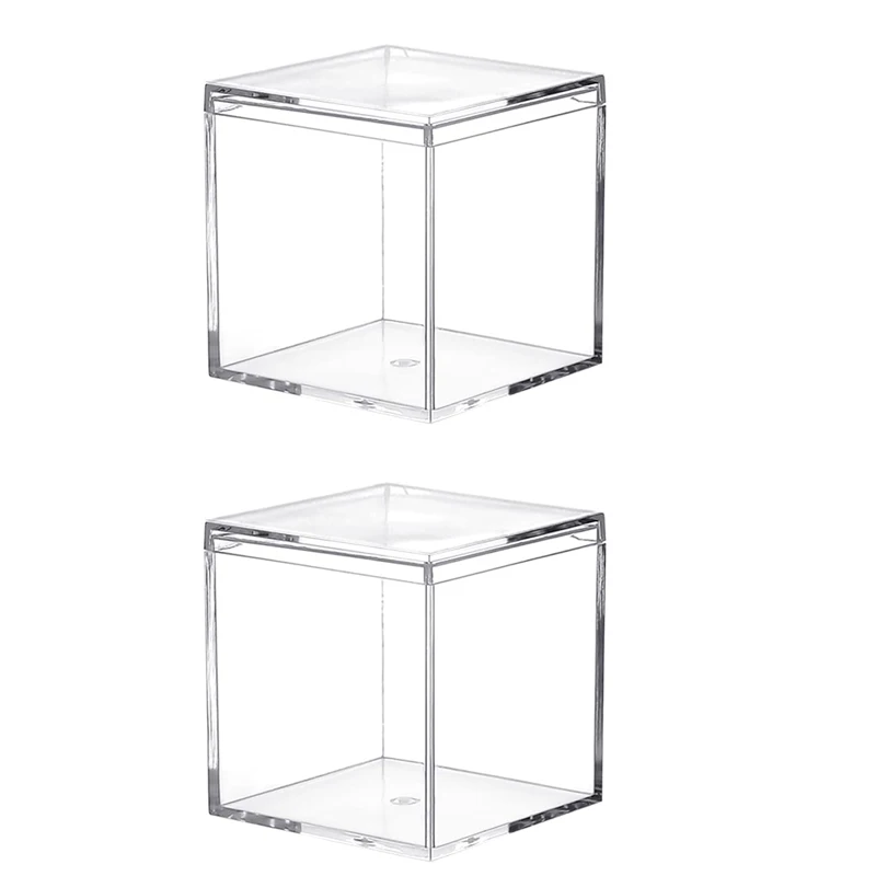 Small Clear Acrylic Box Plastic Square Cube Containers with Lid Storage ...