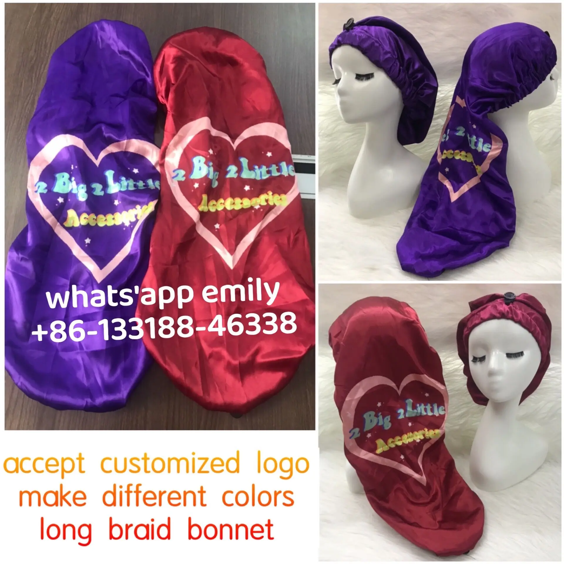 Custom logo Silk Hair Bonnet and Satin Hair Wraps Wholesale Reversible ...